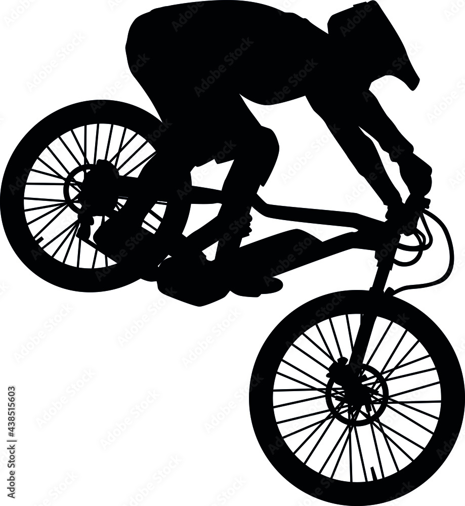 MTB downhill, enduro cross mountain biker doing an extreme jump on a mountain bike. MTB dh ...