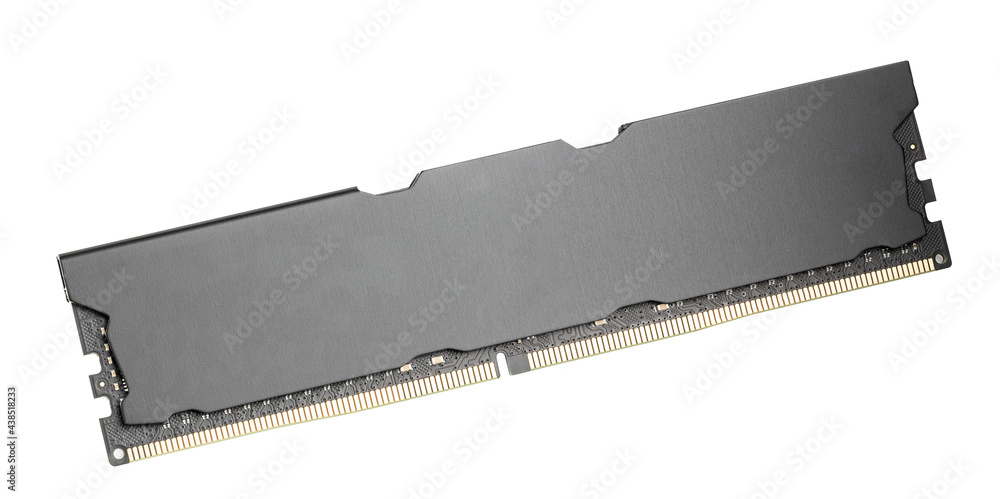 modern gaming black ddr4 desktop memory module isolated on a white ...