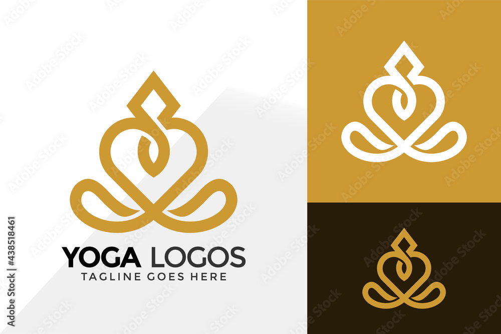 Yoga Line Art Logo Design, Brand Identity Logos Designs Vector ...