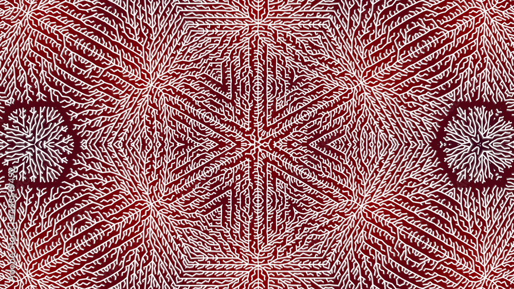 Sci-fi 3d render. Fantastic bg. Abstract white wireframe on red bg. Ai ...