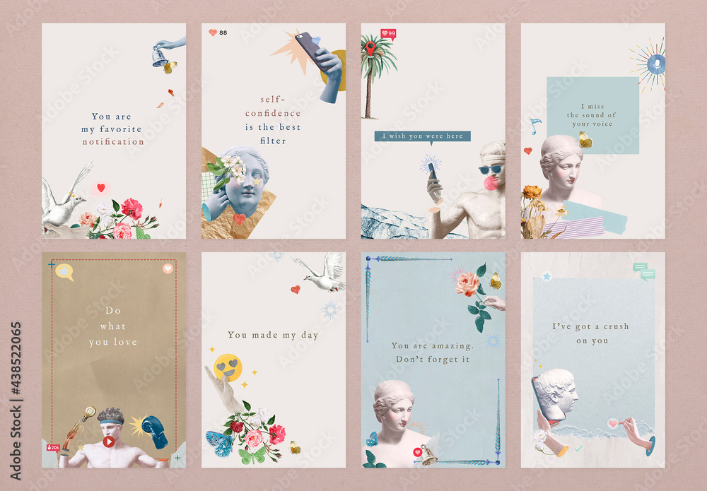 Love Quotes Layout Remixed Media Set Stock Template | Adobe Stock