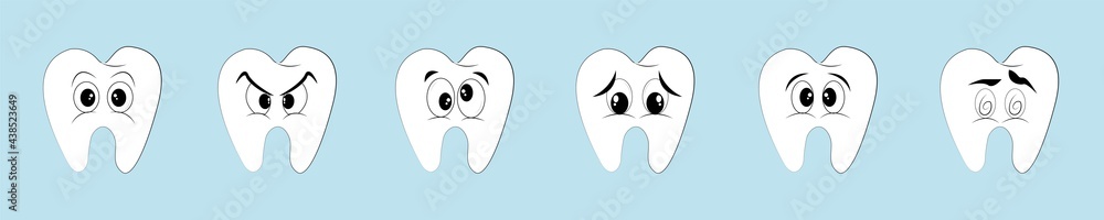 Vector illustration. Set of cartoon teeth. Teeth mood collection ...