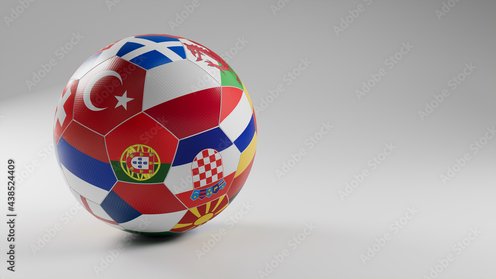 Euro Flag Football Isolated on White Background. UEFA Euro 2020 themed ...
