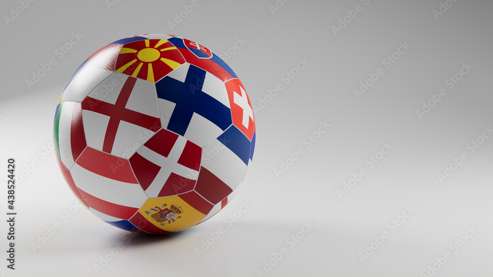 Euro Flag Football Isolated on White Background. UEFA Euro 2020 themed ...