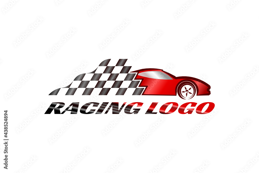 Vector logo element with for auto racing championship with sports car ...