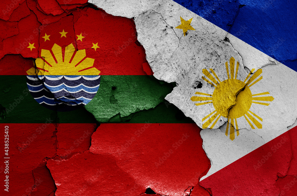 flags of Cavite City and Philippines painted on cracked wall Stock ...