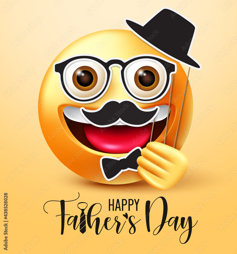 Father's day smiley vector design. Happy father's day text with emoji ...