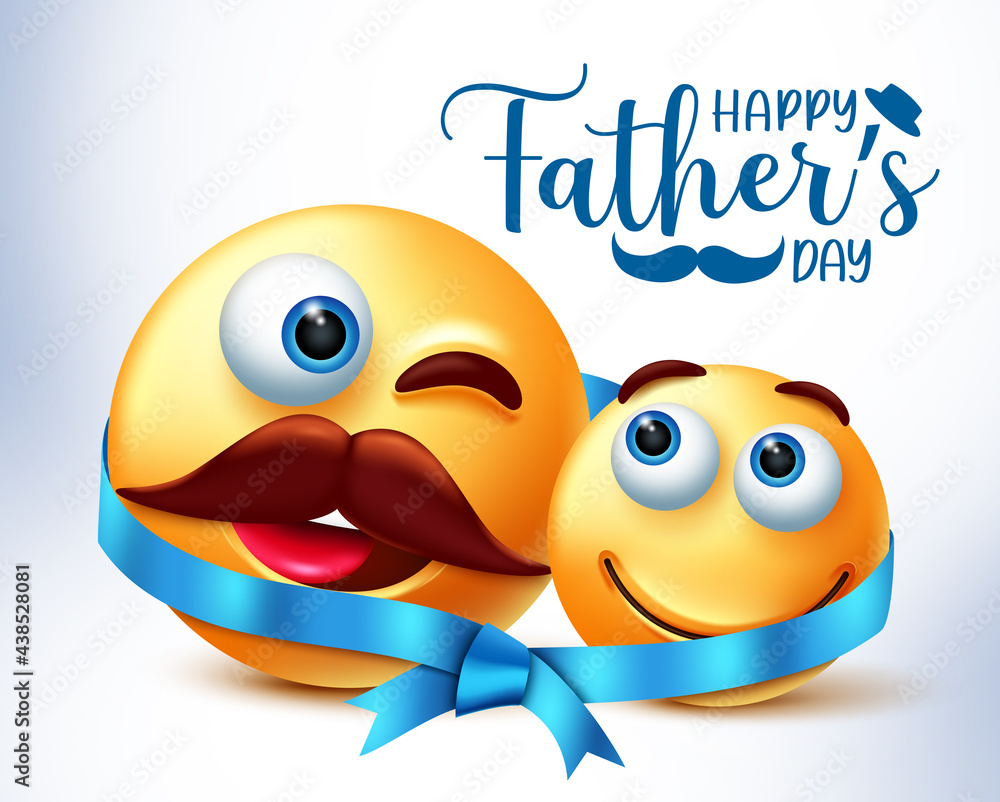 Smiley father's day vector design. Happy father's day text with emoji ...