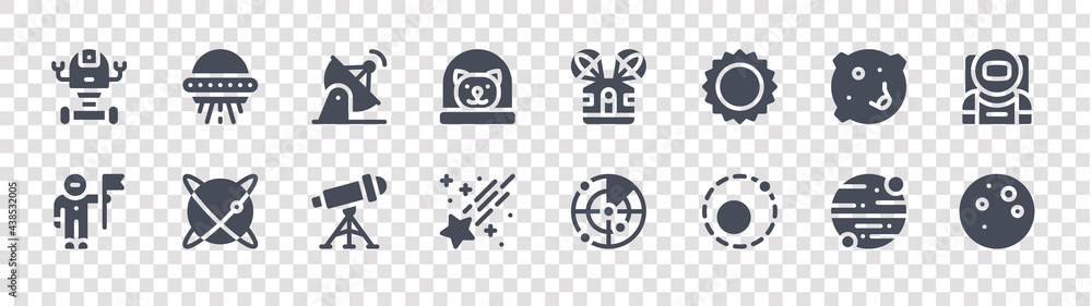 space glyph icons on transparent background. quality vector set such as ...