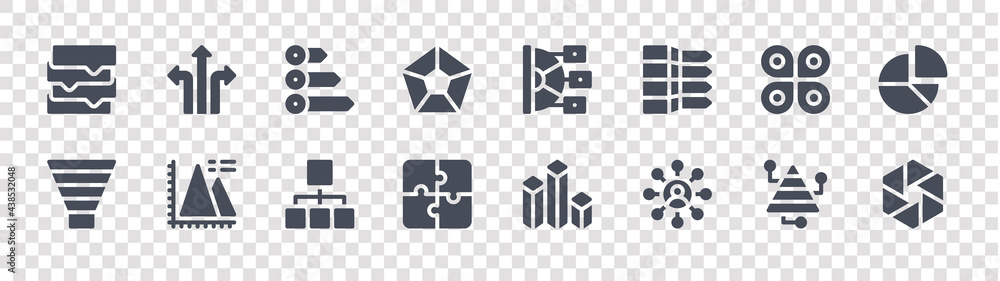 infographic elements glyph icons on transparent background. quality ...