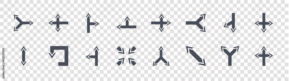 arrows glyph icons on transparent background. quality vector set such ...