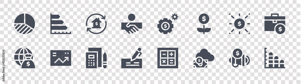 economy glyph icons on transparent background. quality vector set such ...