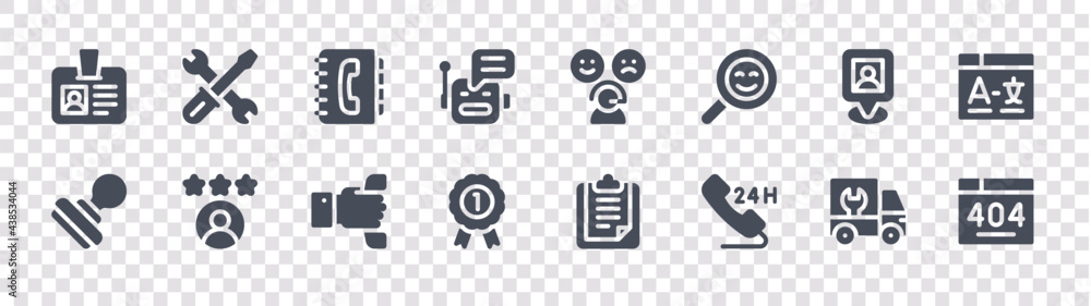 customer service glyph icons on transparent background. quality vector ...