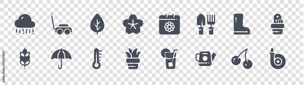 spring glyph icons on transparent background. quality vector set such ...