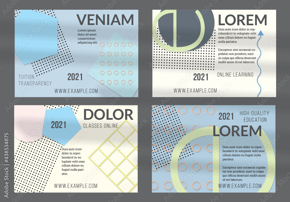 Flyer Layout with Paper Cut Simple Layered Geometric Shapes Stock ...