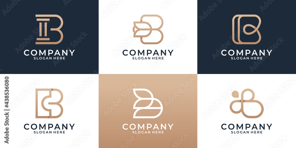 Set of various b logo design template, Creative monogram initial letter ...