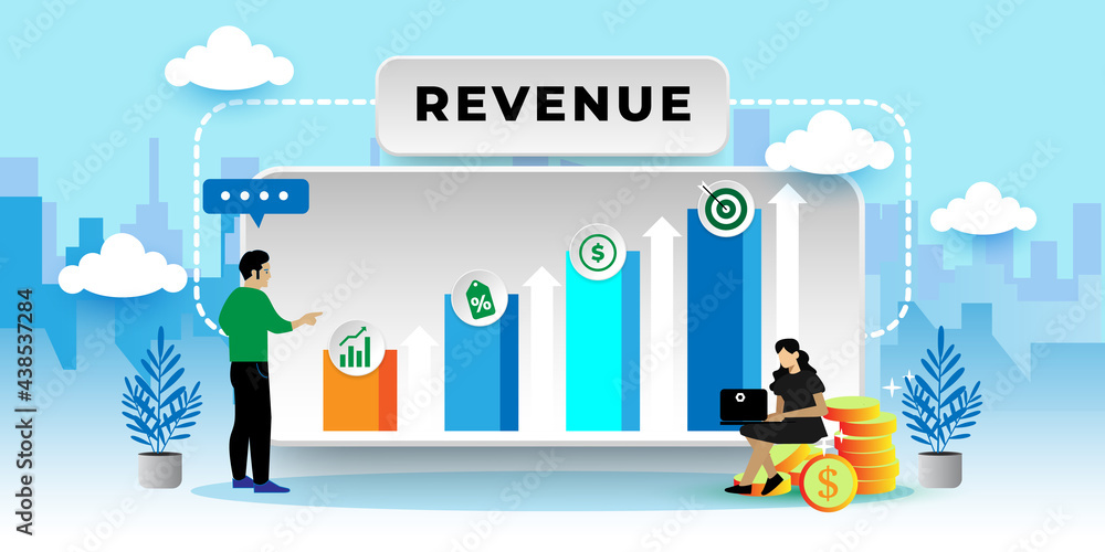 Revenue management concept vector illustration With icons. Cartoon ...