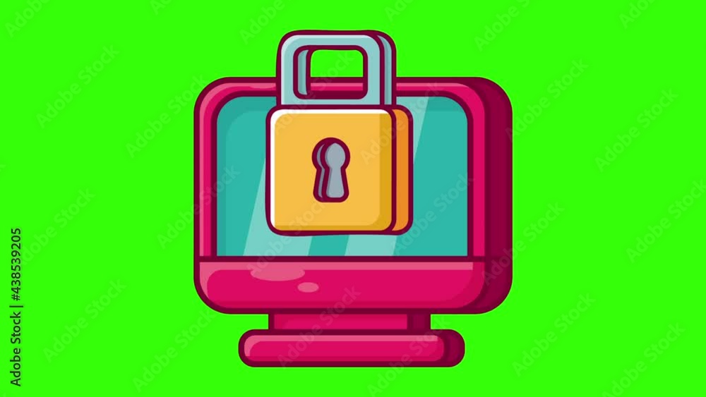 computer lock concept animation on the green screen background Stock ...