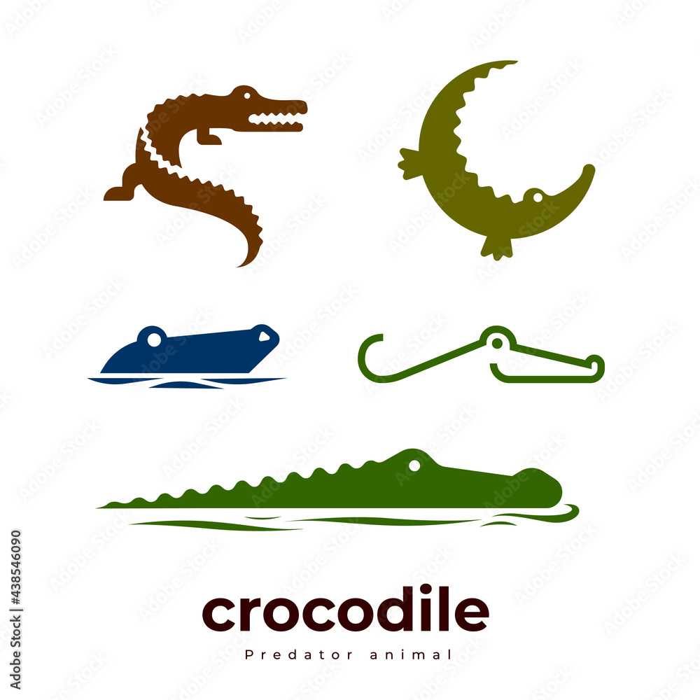 crocodile reptile logo set Stock Vector | Adobe Stock