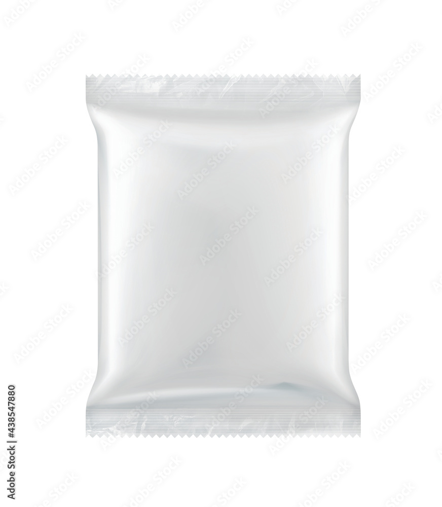 White empty plastic snack bag packaging mockup isolated on white Stock ...