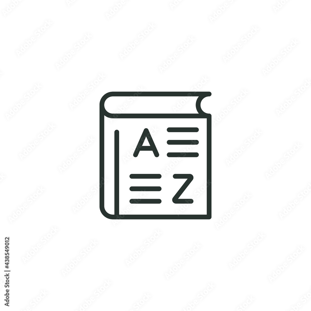 Glossary, vocabulary line icon. Simple outline icon. Grammar, english ...