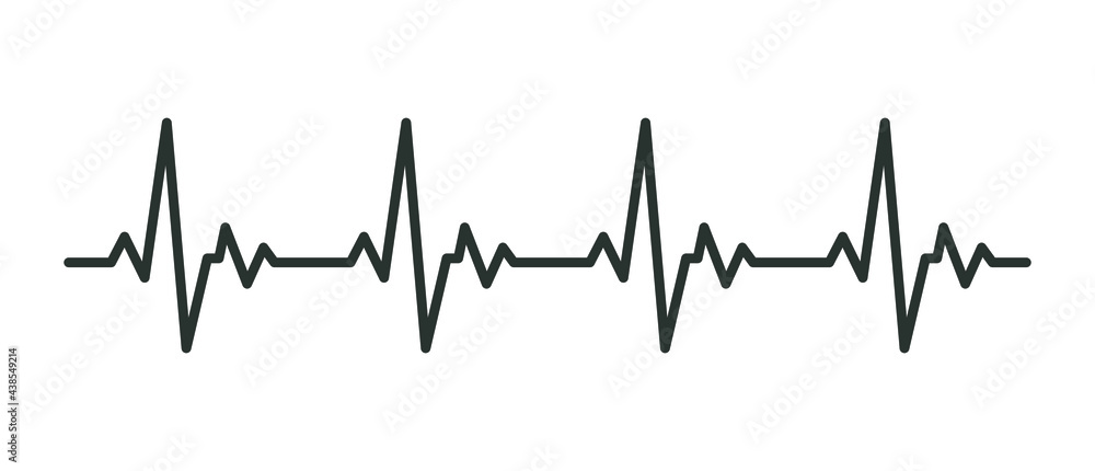 Heart Cardiogram Line Icon Simple Outline Style Pulse Ecg Ekg