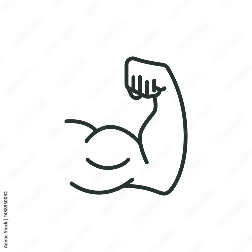Strong hand line icon. Simple outline style. Muscle, arm, bicep, power ...