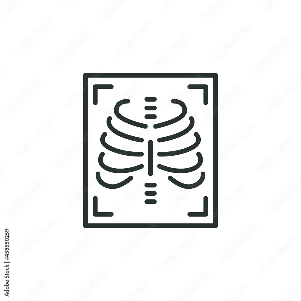 X-ray line icon. Simple outline style. Radiology, chest, scan, medical ...