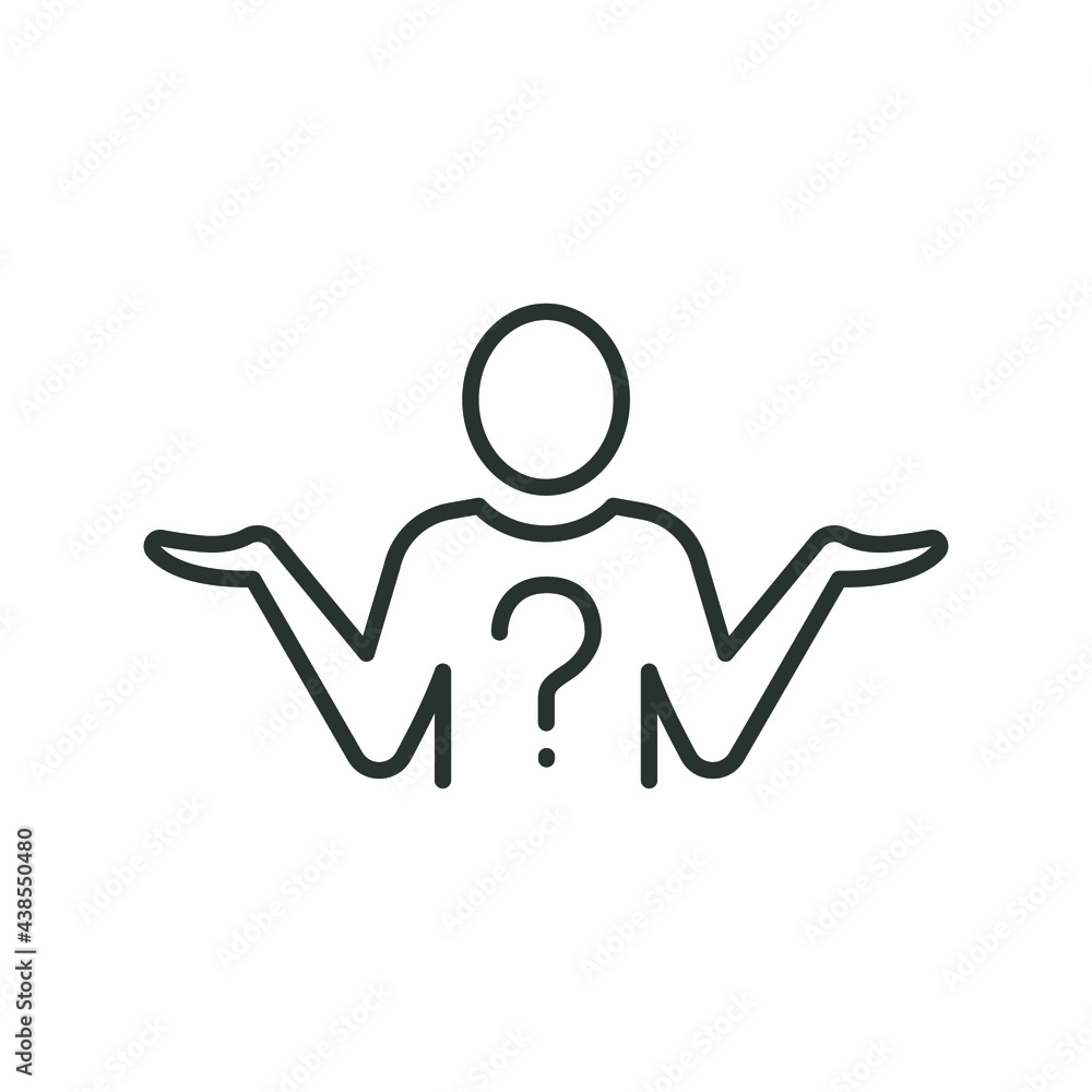 Shrug line icon. Simple outline style. icon, Doubt, unsure, question ...