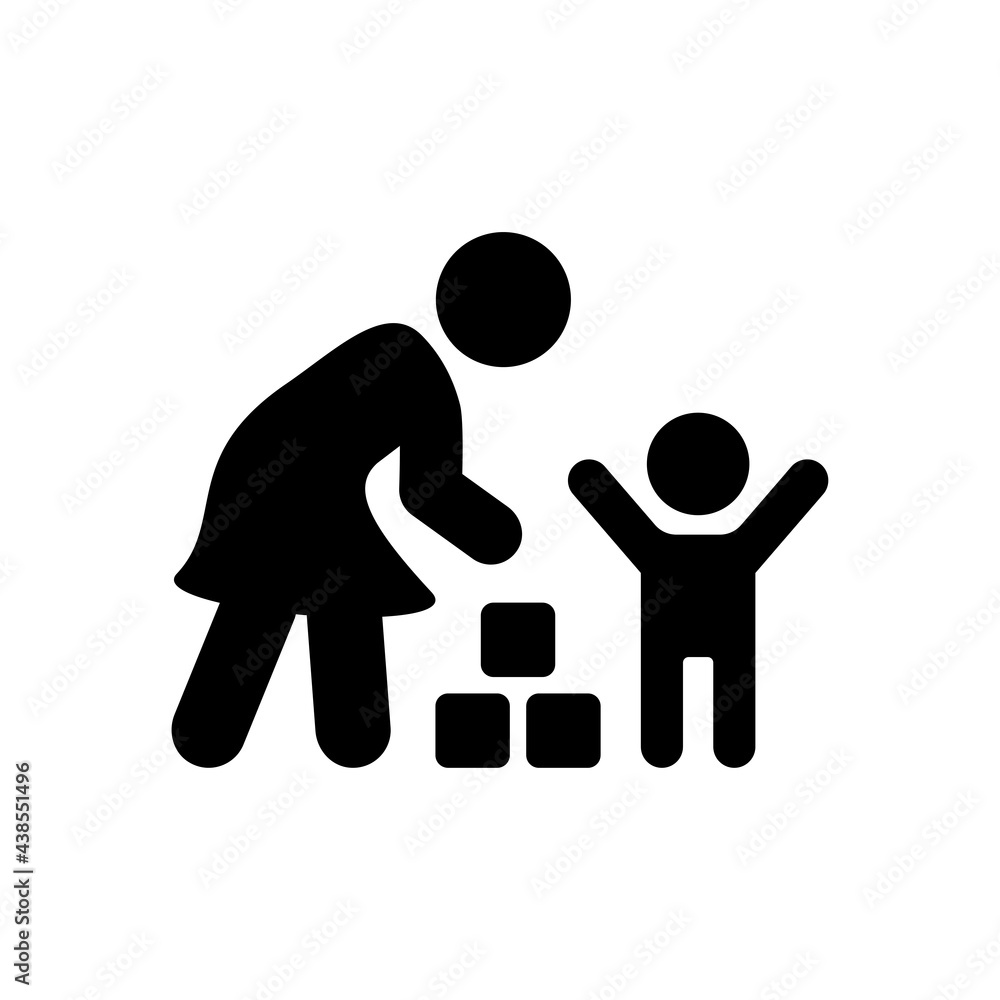 Babysitter, nanny or caregiver icon symbol. Stock Vector | Adobe Stock