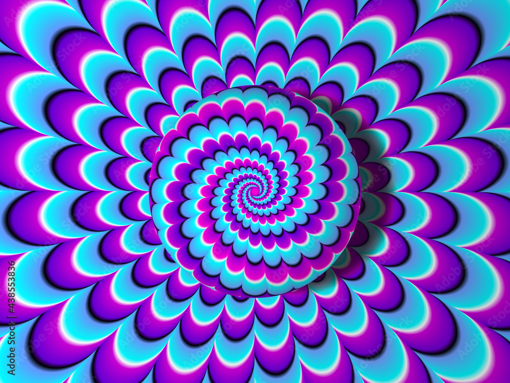 Blue background with growing sphere. Optical expansion illusion. Stock ...