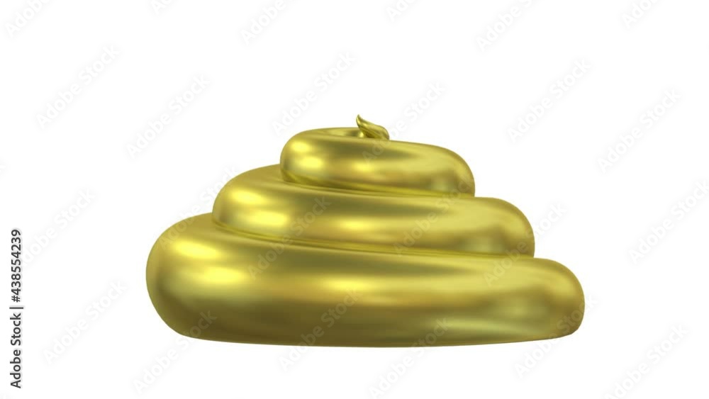 3d. Gold poop isolated on white background. Stock Video | Adobe Stock