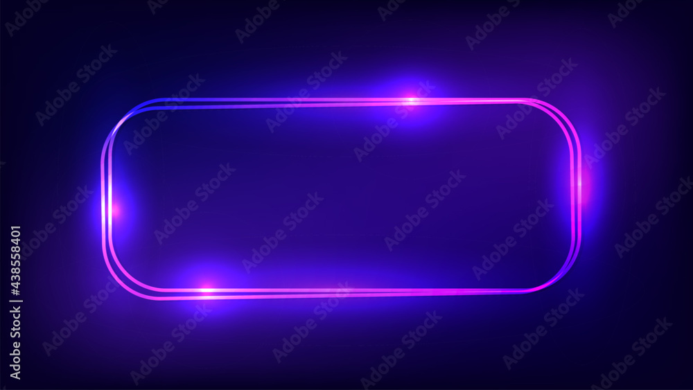 Neon double rounded rectangular frame Stock Vector | Adobe Stock