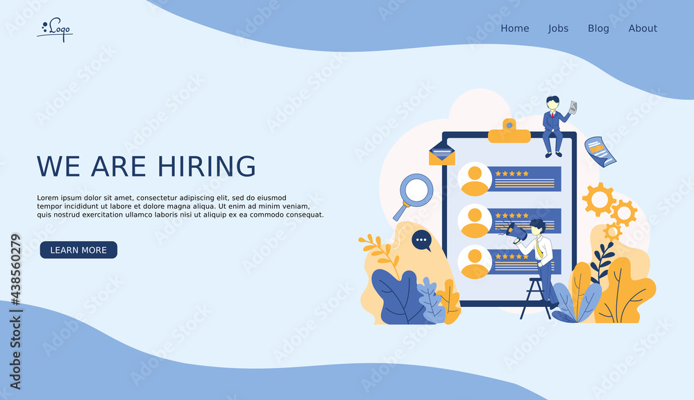 Job vacancy or hiring web banner, landing page, mobile smart phone ...