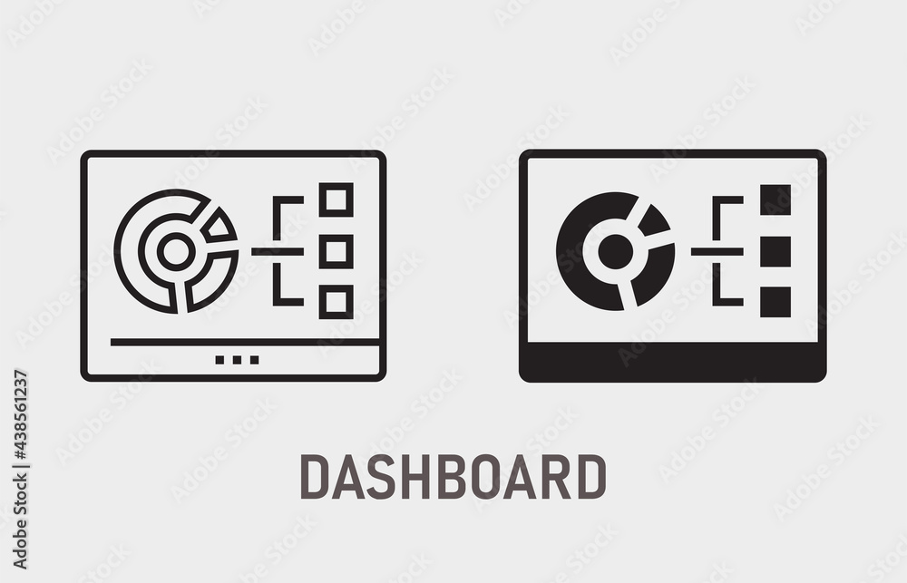 Dashboarding visualization icon on white background. Vector ...