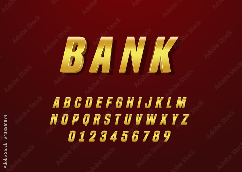 Gold font and alphabet vector, Golden bold typeface letter and number ...