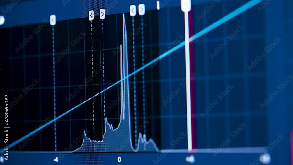 Macro shot of the monitor screen with work process in the video editing ...