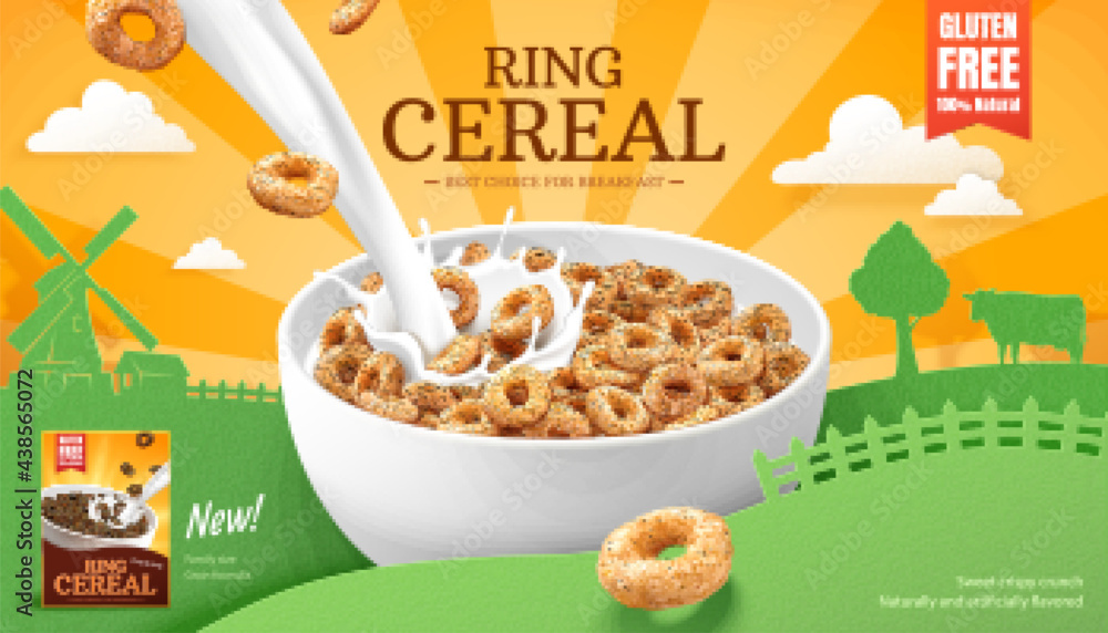 Ring cereals advertisement template Stock Vector | Adobe Stock