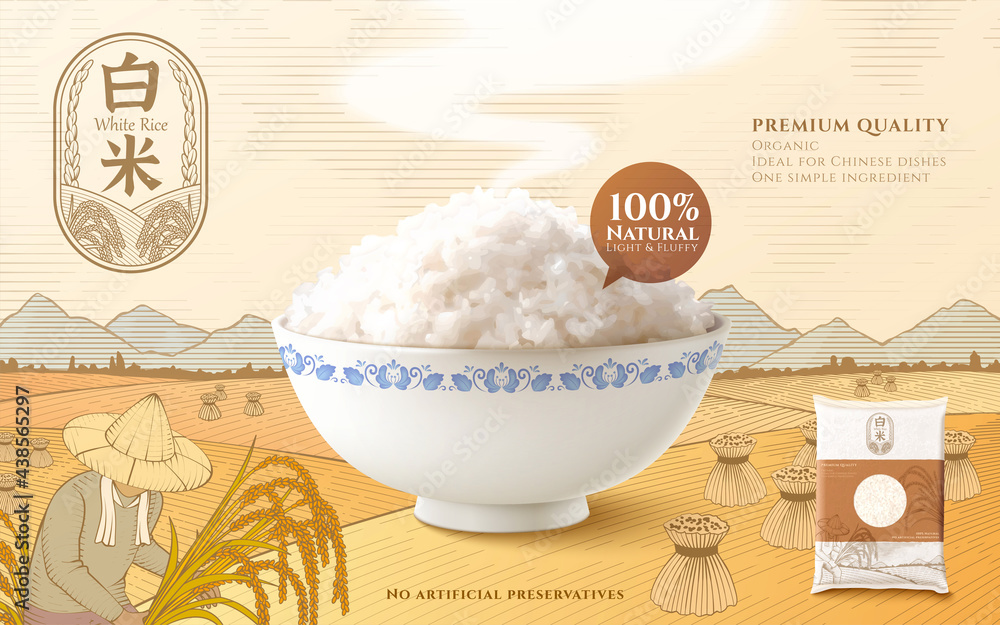 Template of rice product ad Stock Vector | Adobe Stock