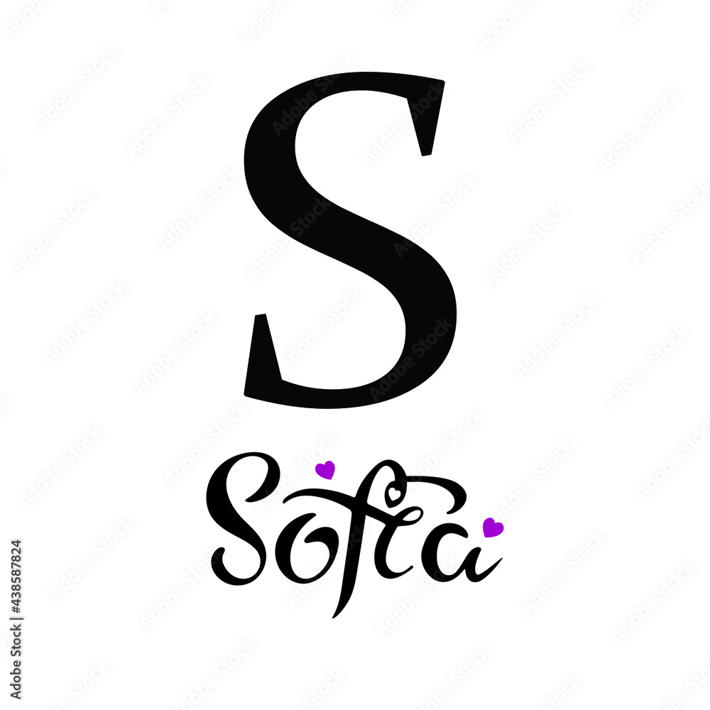 Sofia baby girl name, hand lettering, digital hand-lettered women name ...