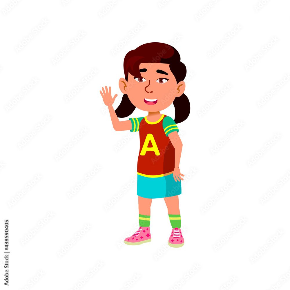 beautiful little girl waving hand to father cartoon vector. beautiful ...