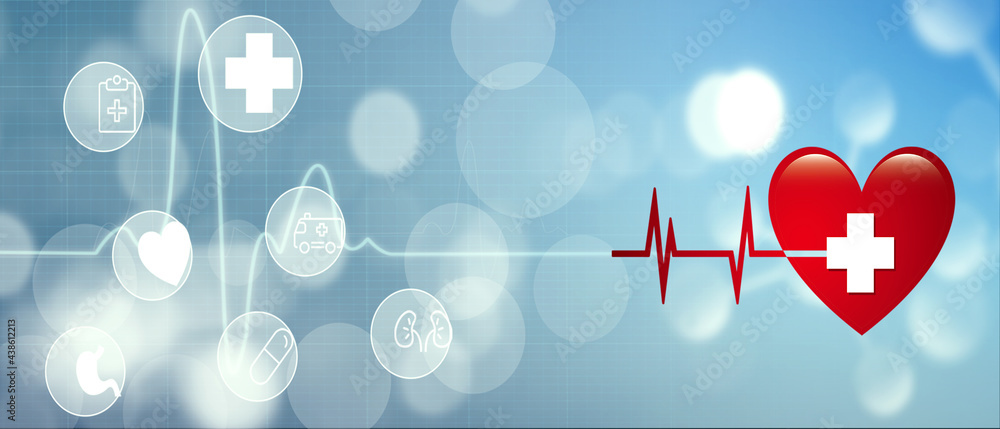 Abstract healthcare medical background with heart beat and medical ...