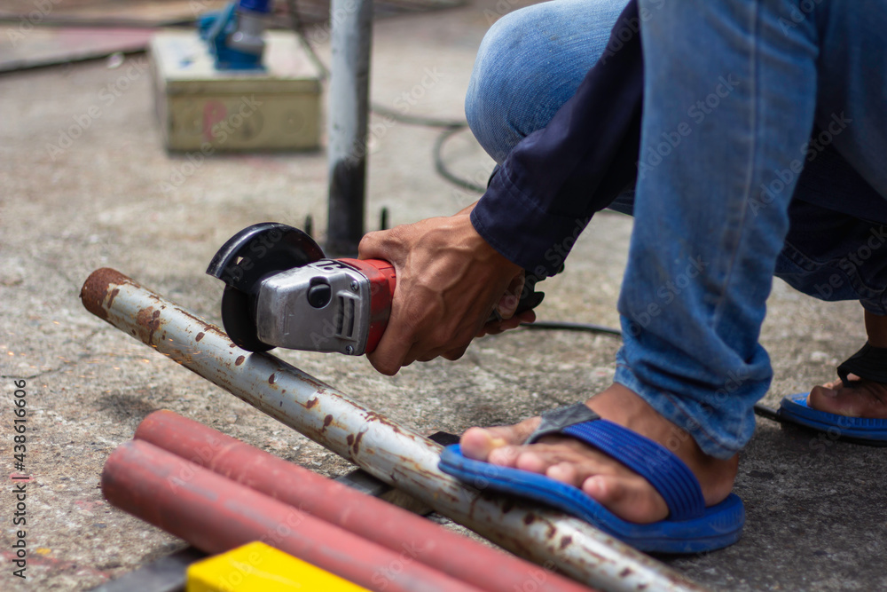 without safety gloves at work. Construction workers do not wear gloves ...