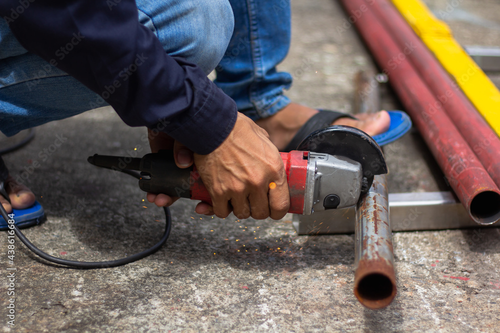 without safety gloves at work. Construction workers do not wear gloves ...