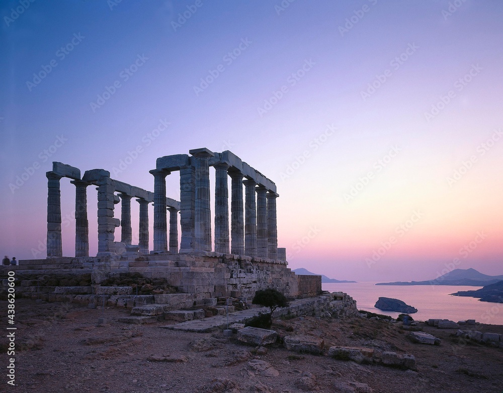 greece, cape sunion, poseidon, temple, sunset, attica peninsula, ruin ...