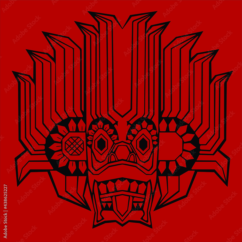 Traditional Devil(Yaka)Mask in SriLanka Vector isolated in red ...