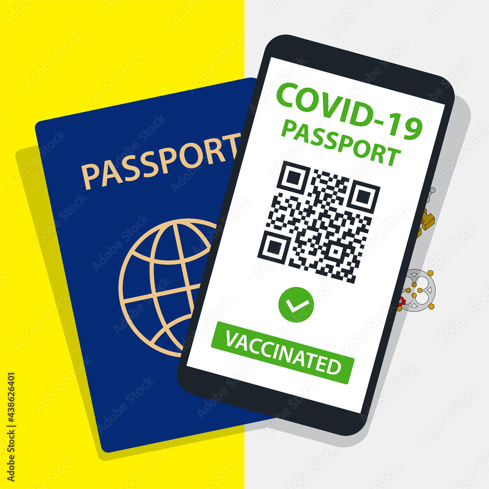 Covid-19 Passport on Vatican City Flag Background. Vaccinated. QR Code. Smartphone. Immune ...