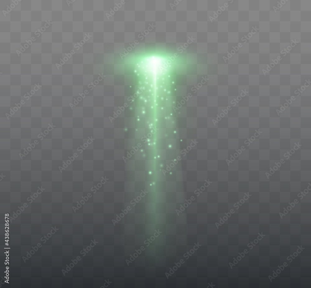 UFO light beam isolated on transparent background. Green Light. Vector ...