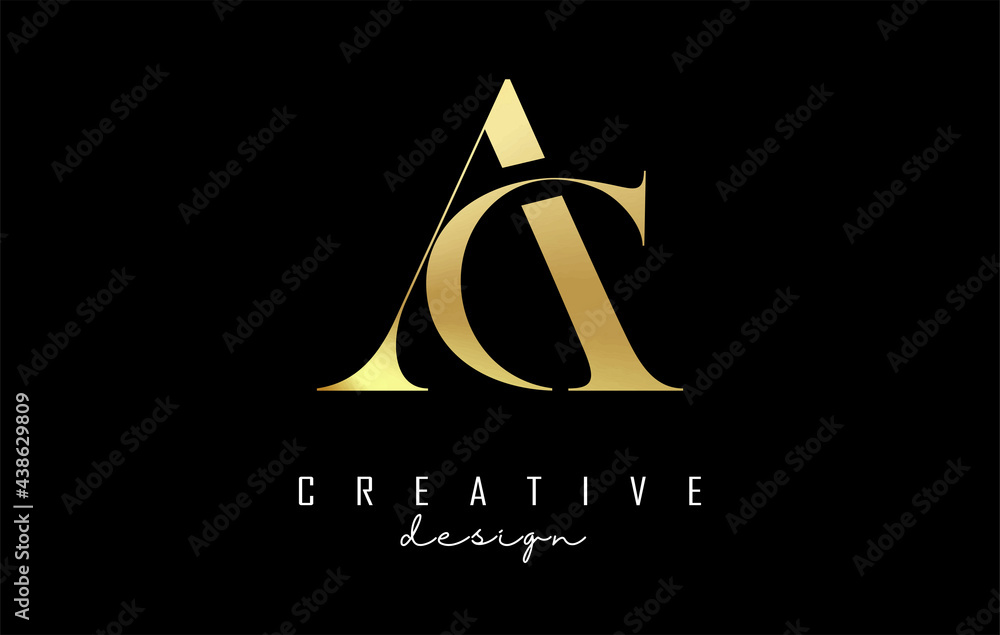 Golden AC a c letter design logo logotype concept with serif font and ...