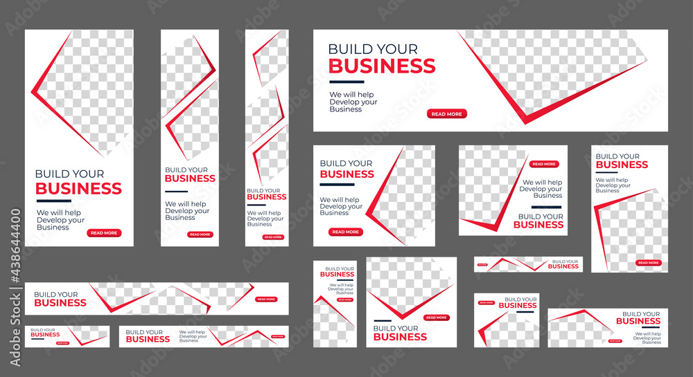 Set of Corporate Business web banners with standard size and place for ...
